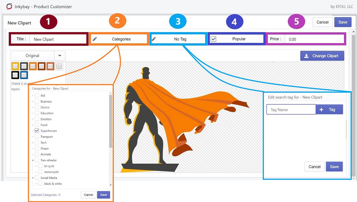 Adding graphics info - Product Customization Software for Print Shops