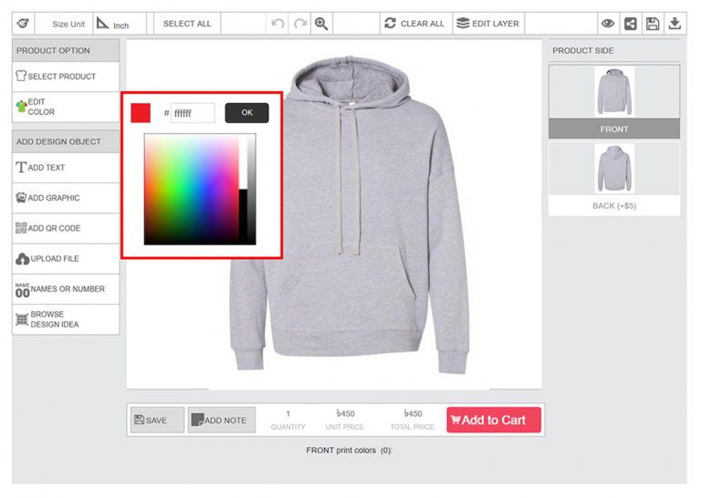 Managing Product Colors - Product Customization Software for Print Shops