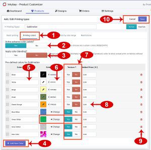 Printing Types & Customization Pricing - Product Customization Software ...