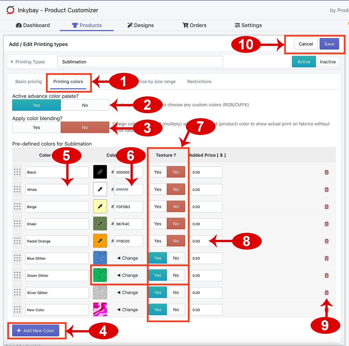 Printing Types & Customization Pricing - Product Customization Software ...